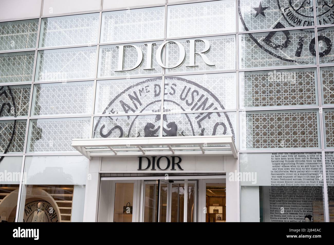 A shop sign of DIOR, on May 07, 2022 in New-York City, USA. Photo by ...