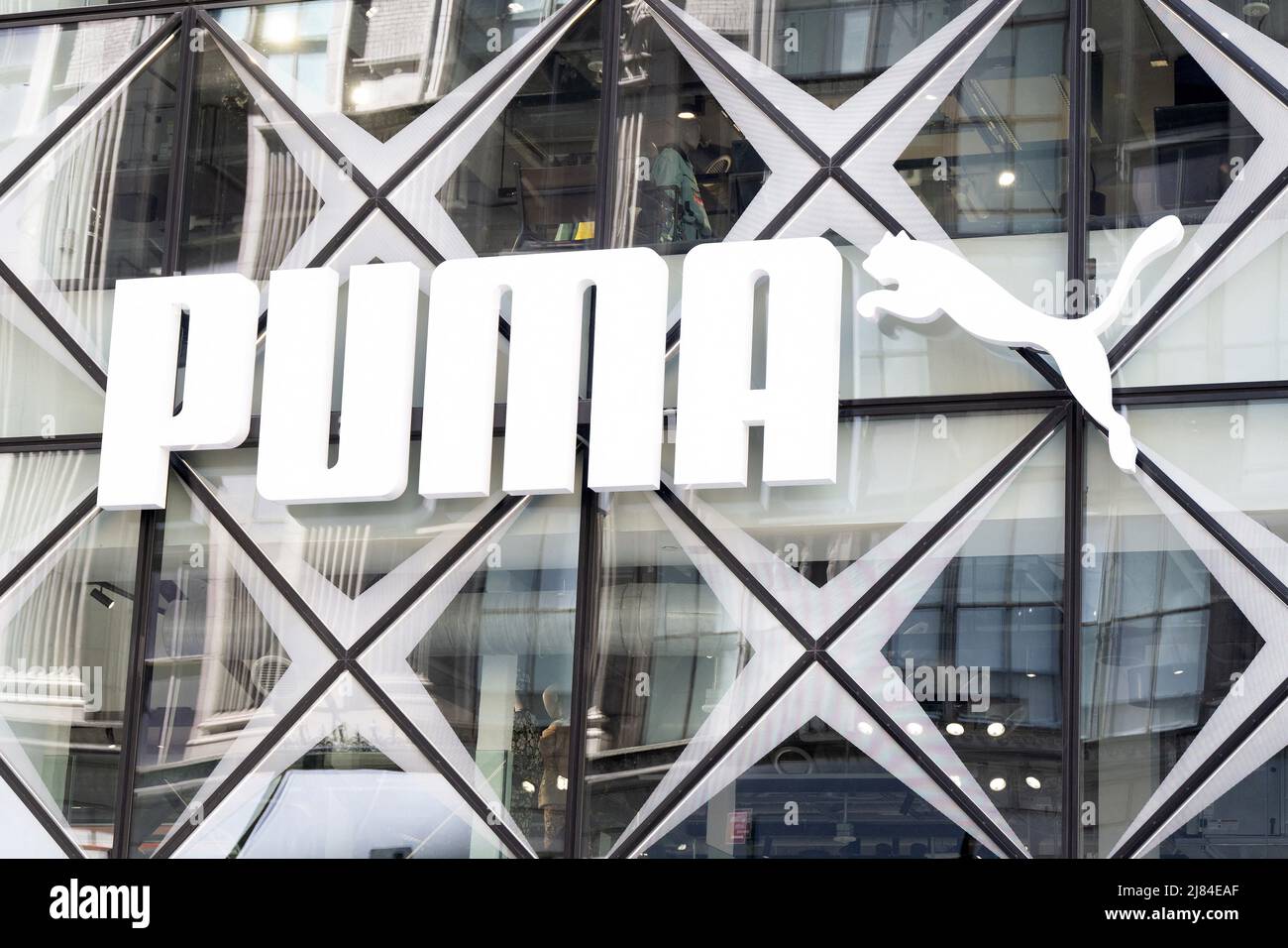 A shop sign of PUMA, on May 07, 2022 in New-York City, USA. Photo by ...