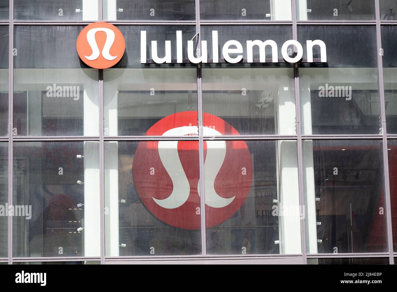 A shop sign of lululemon, on May 07, 2022 in New-York City, USA. Photo ...