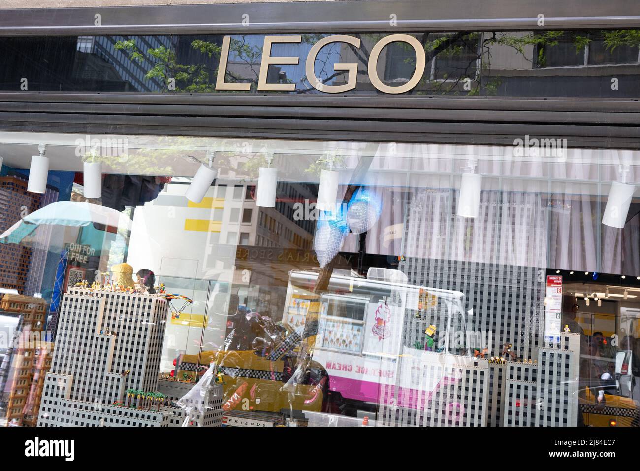 A shop sign of LEGO, on May 07, 2022 in New-York City, USA. Photo by ...