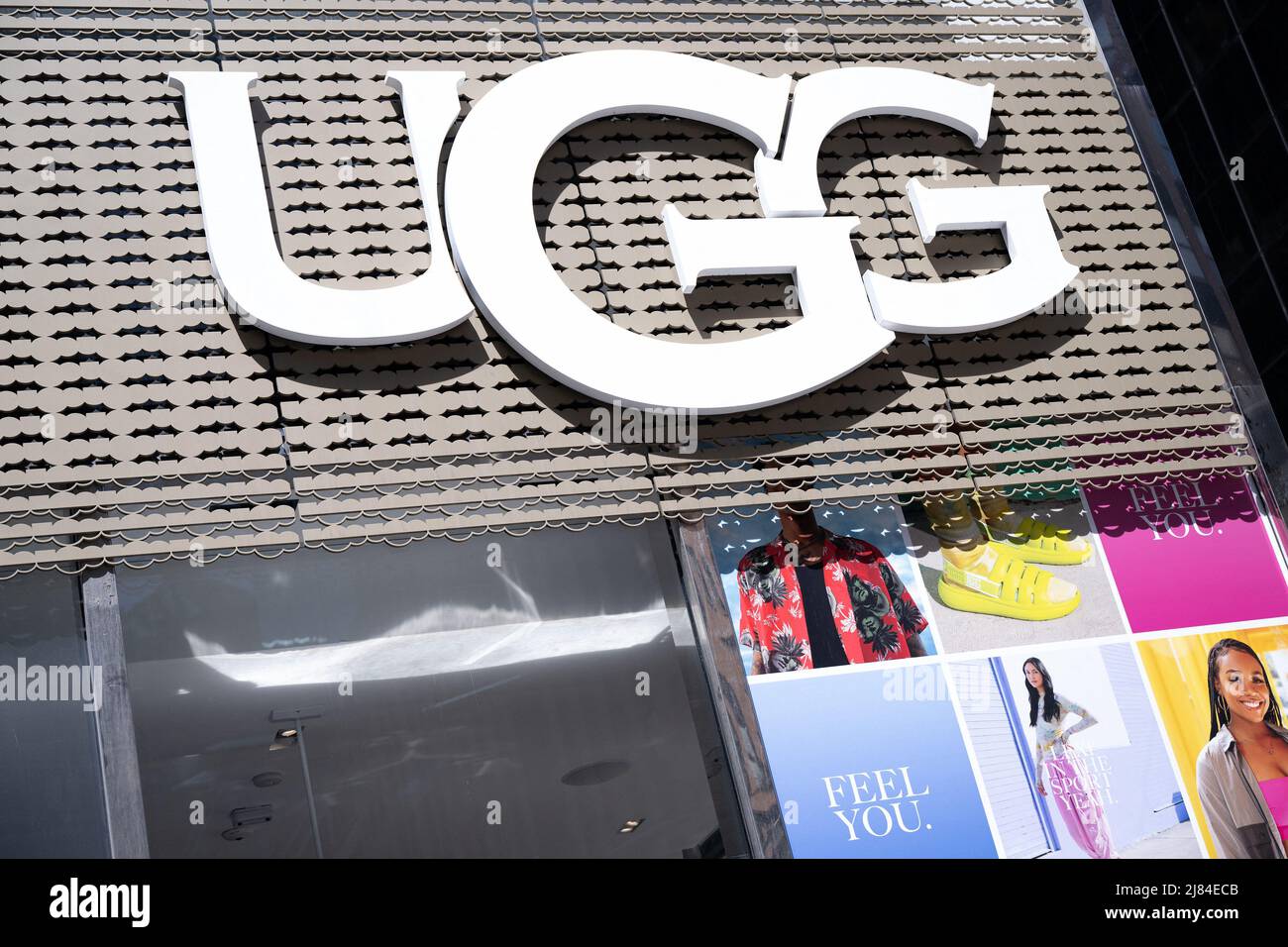 A shop sign of UGG, on May 07, 2022 in New-York City, USA. Photo by ...