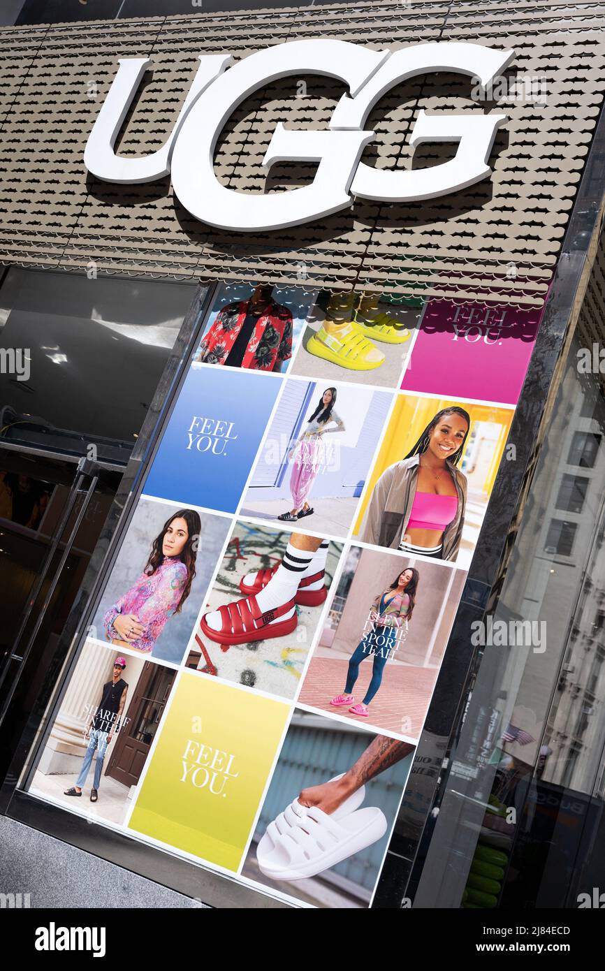 A shop sign of UGG, on May 07, 2022 in New-York City, USA. Photo by ...