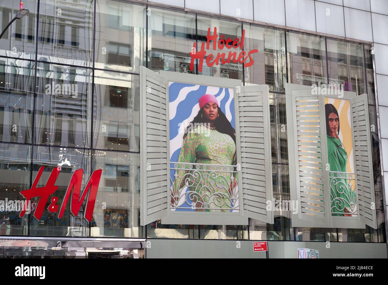 A shop sign of H&M, on May 07, 2022 in New-York City, USA. Photo by ...