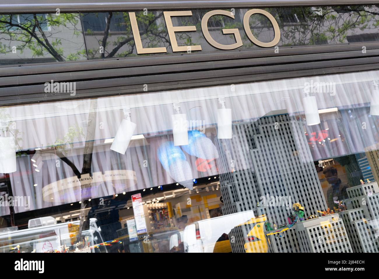 A shop sign of LEGO, on May 07, 2022 in New-York City, USA. Photo by ...