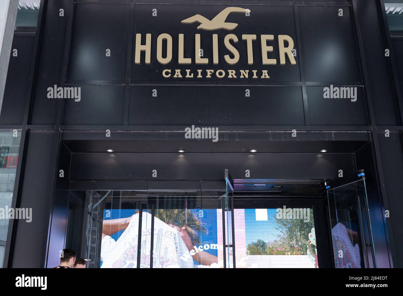 A shop sign of HOLLISTER CALIFORNIA, on May 07, 2022 in New-York City ...