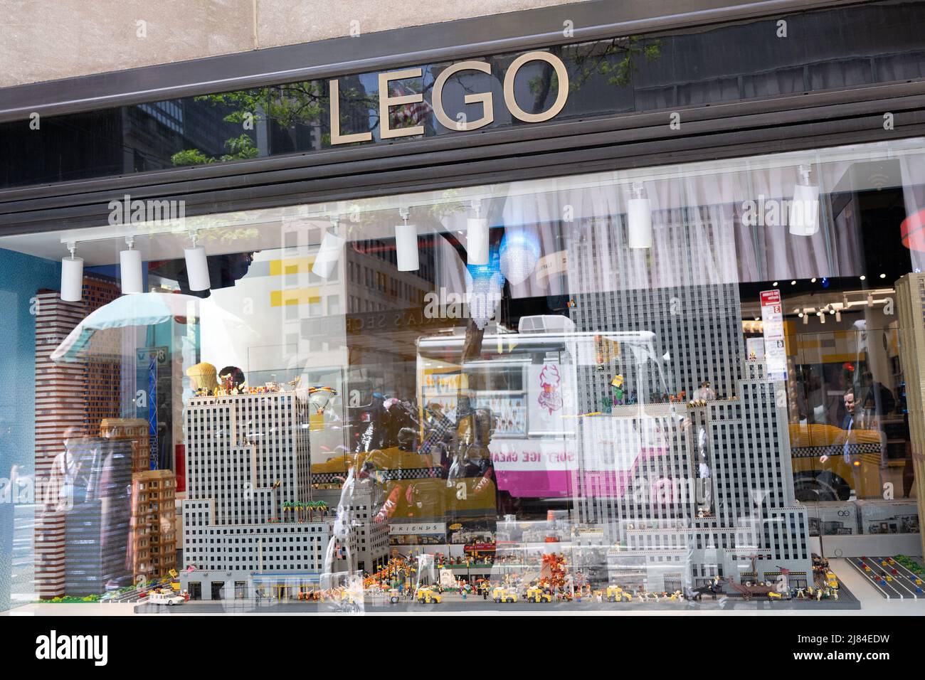 A shop sign of LEGO, on May 07, 2022 in New-York City, USA. Photo by ...