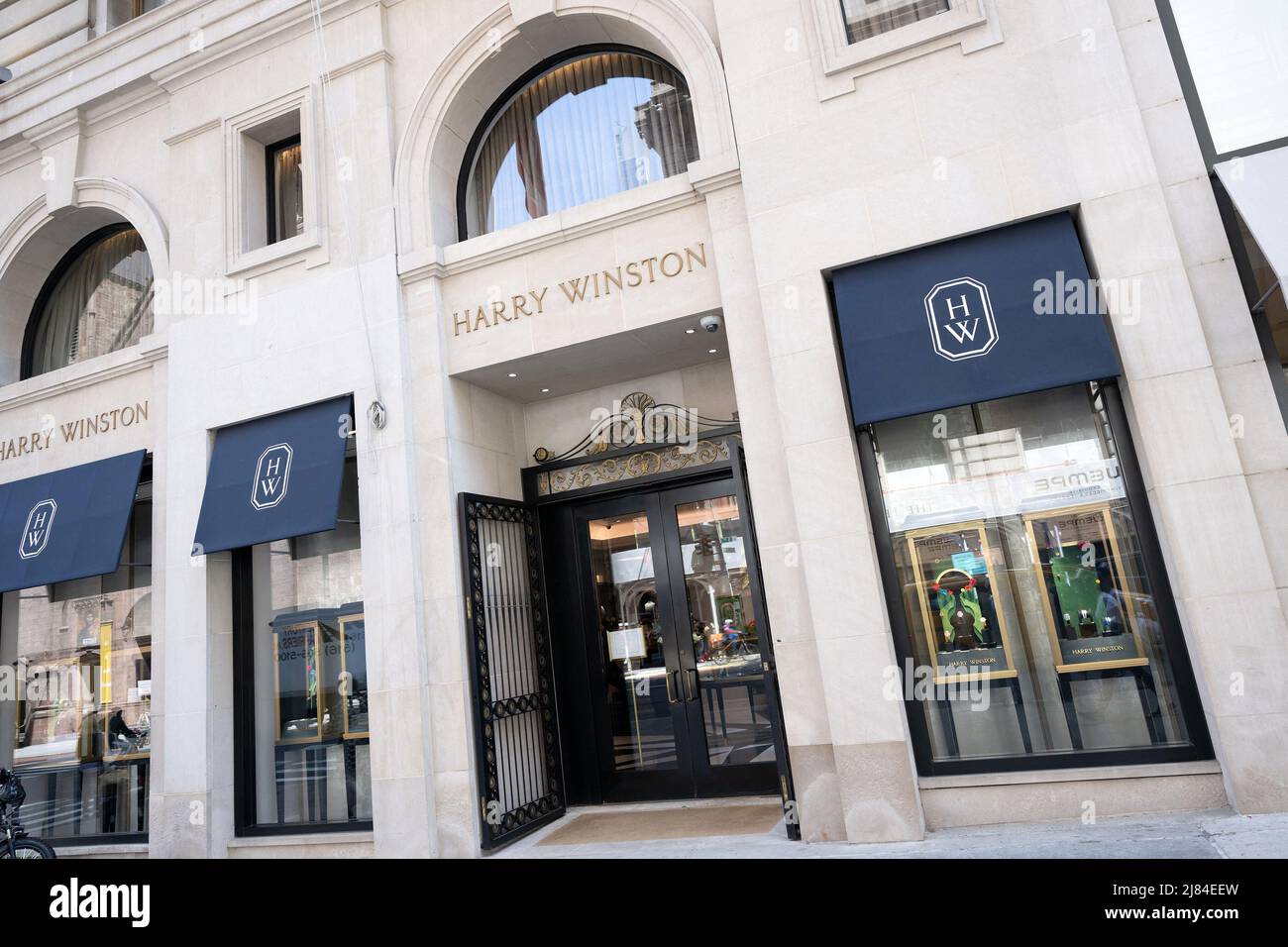 A shop sign of HARRY WINSTON, on May 07, 2022 in New-York City, USA ...
