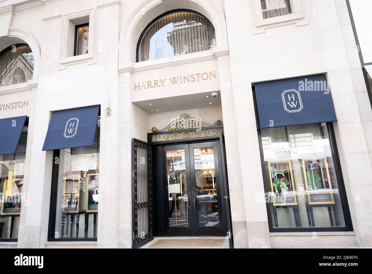A shop sign of HARRY WINSTON, on May 07, 2022 in New-York City, USA ...