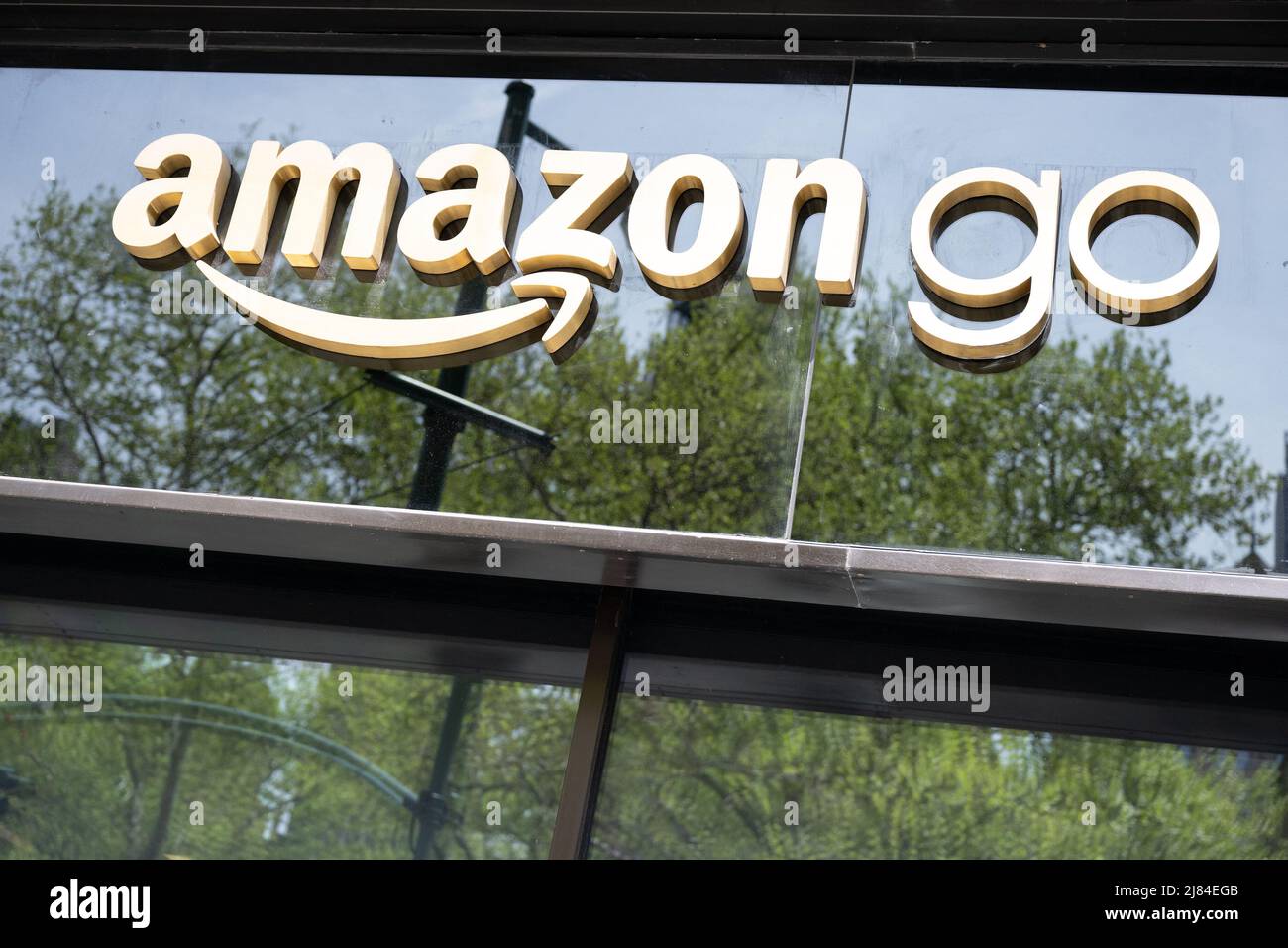 A shop sign of amazon go, on May 07, 2022 in New-York City, USA. Photo ...
