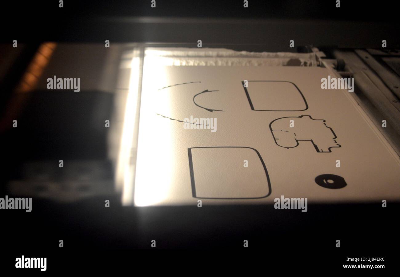 Powder 3D printer printing models from white powder polyamide close-up ...