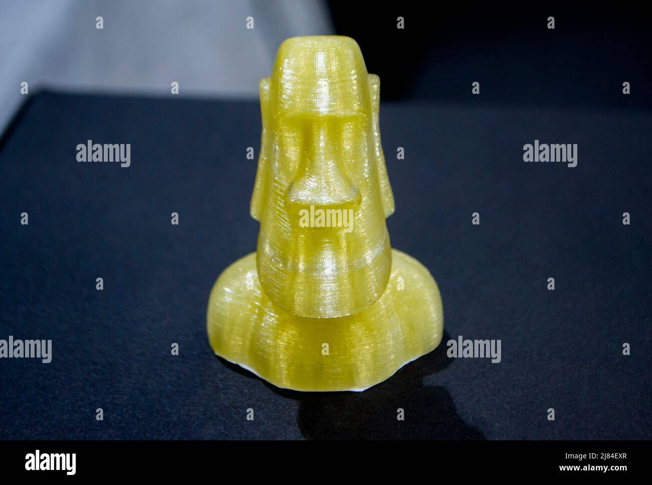 Object prototype printed on 3d printer from plastic filament close-up ...
