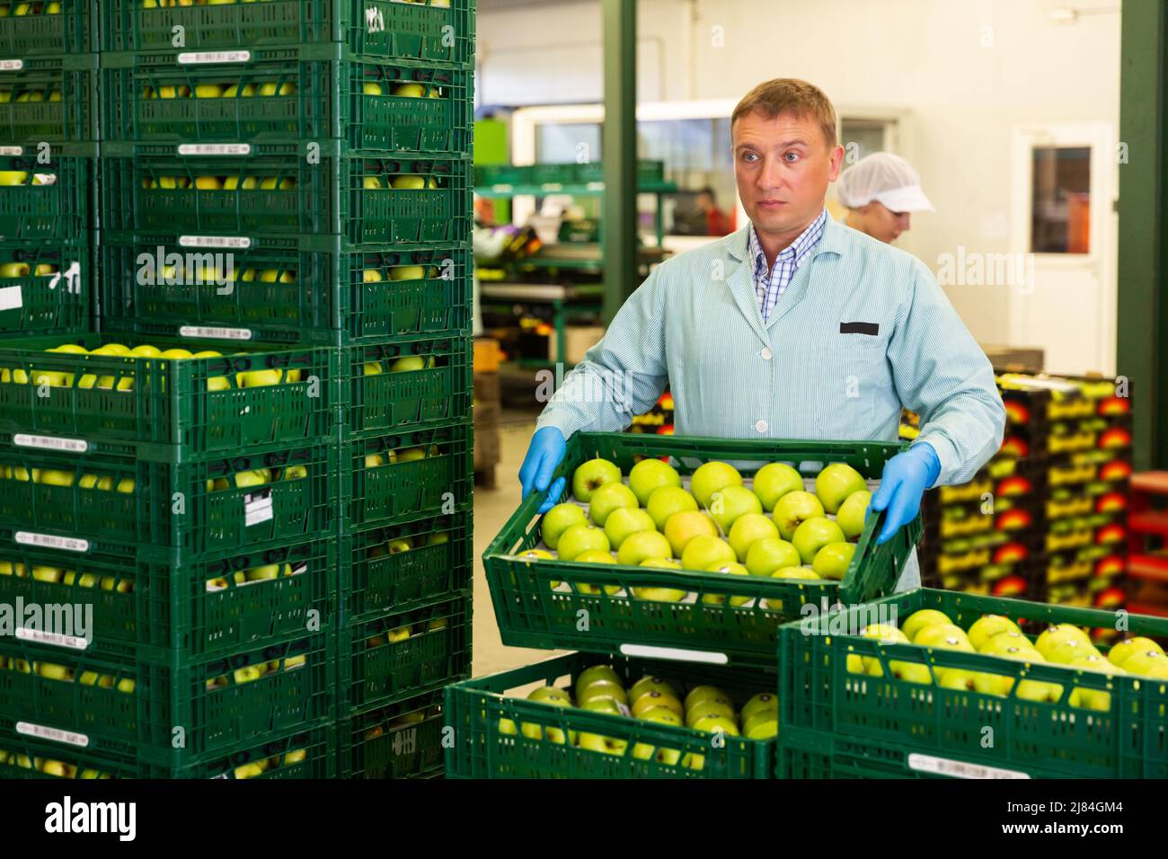 Focused man stacking boxes hi-res stock photography and images - Alamy