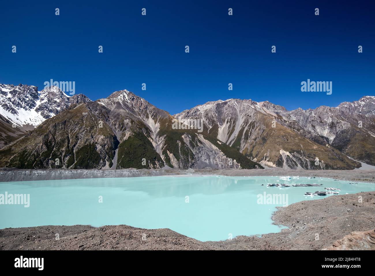 Tasman Lake below Tasman Glacier, South Island New Zealand Stock Photo ...