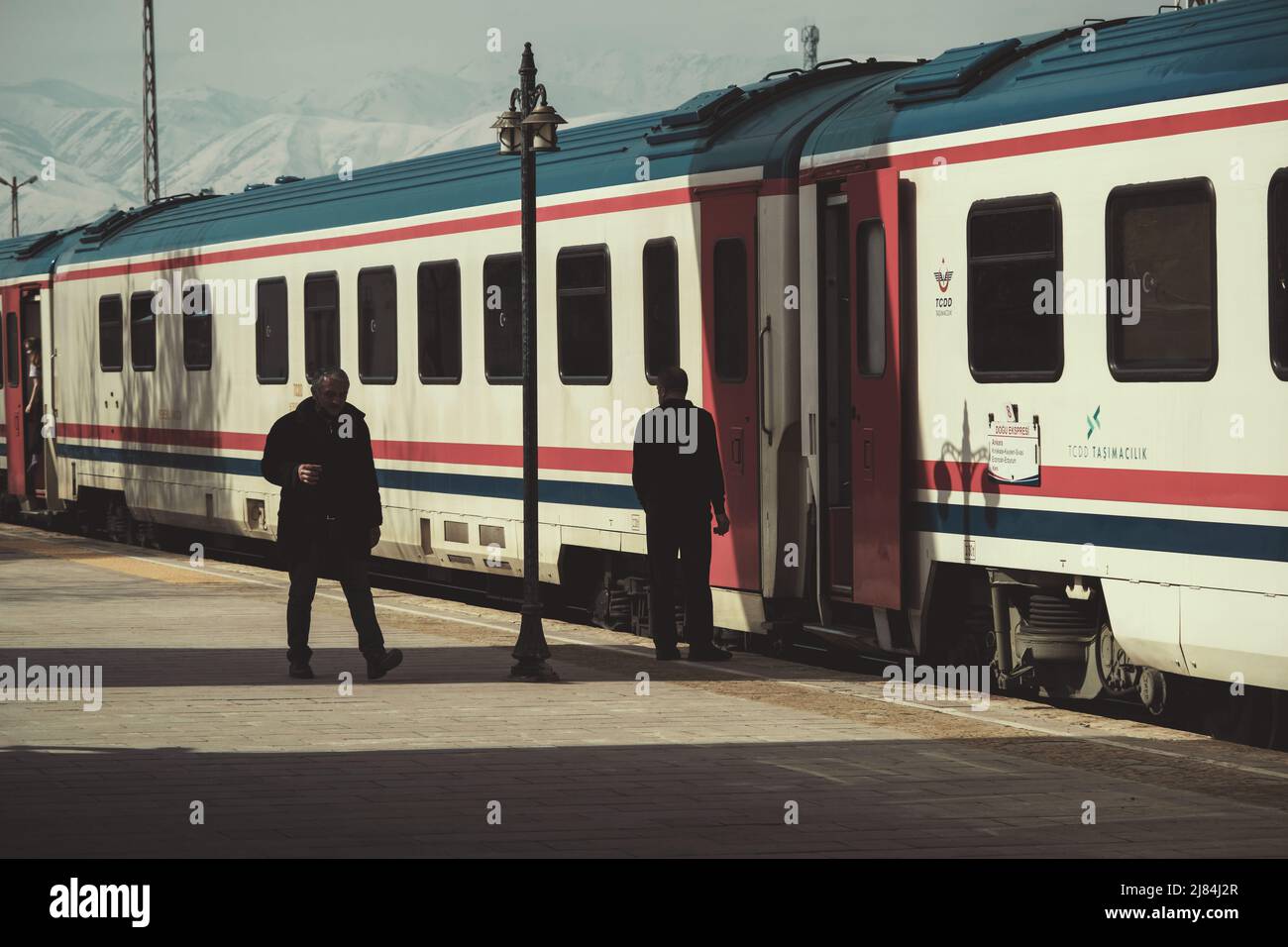Erzincan, Turkey - February 22, 2022: Eastern express train and the ...