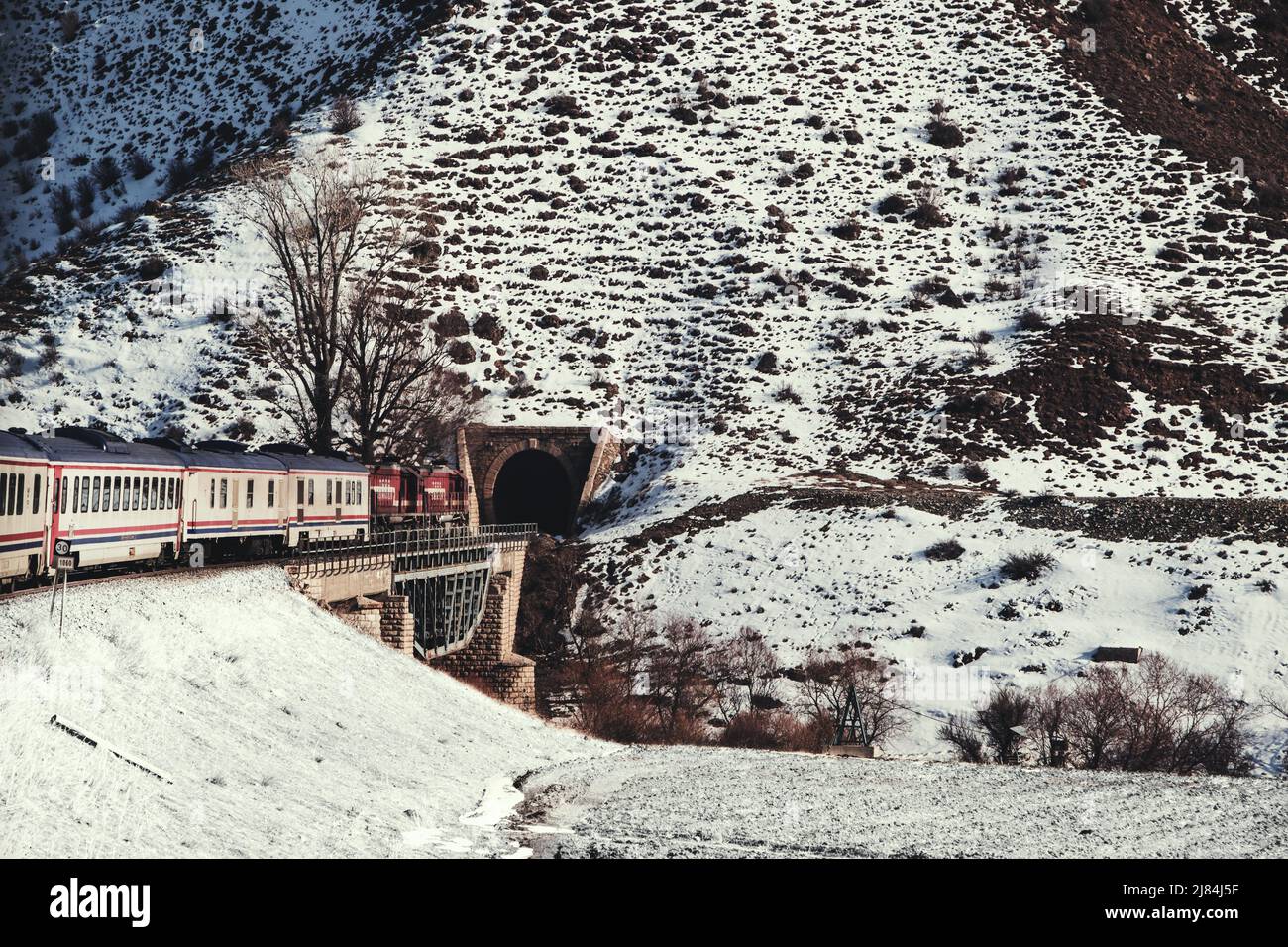 Erzincan, Turkey - February 22, 2022: Eastern express train and the ...