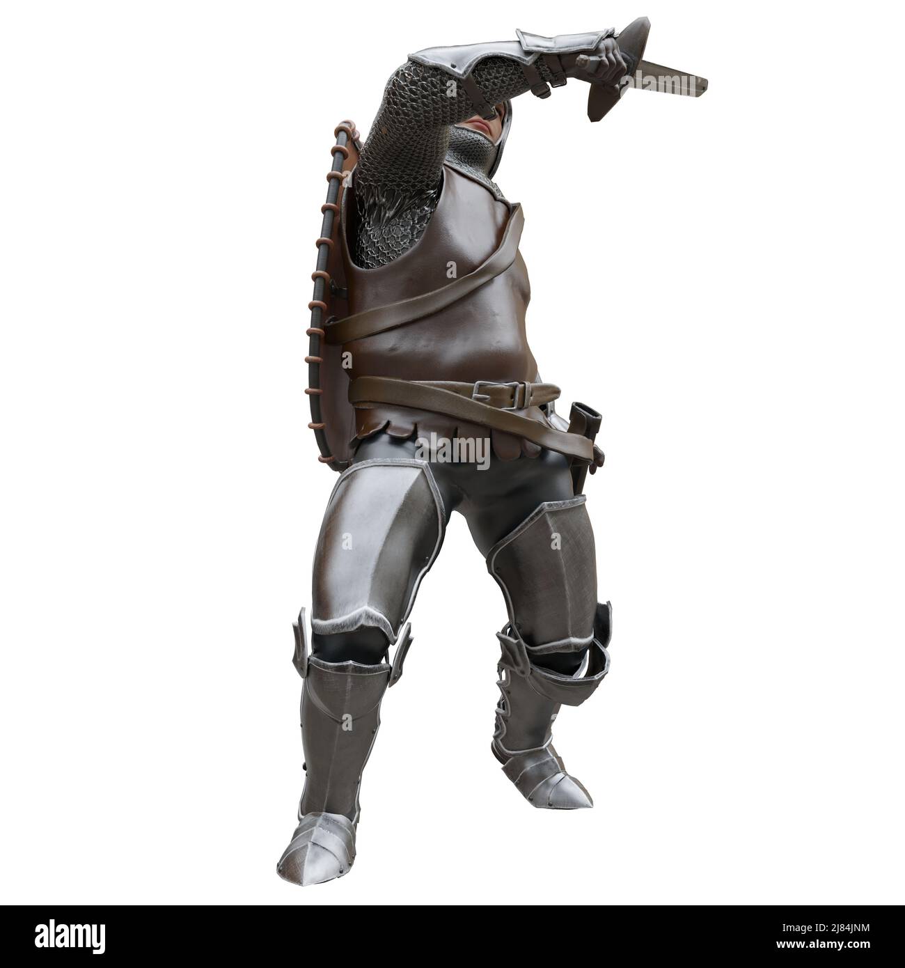3D illustration medieval knight in armor isolated white background ...