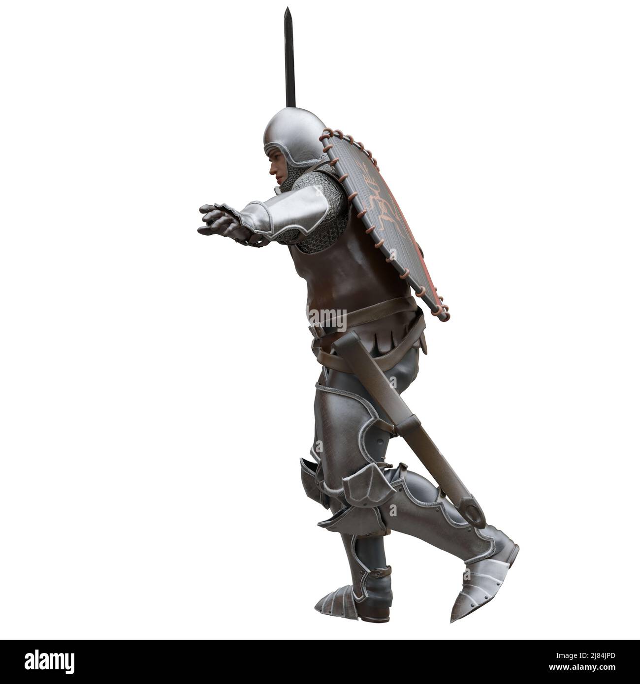 3D illustration medieval knight in armor isolated white background ...