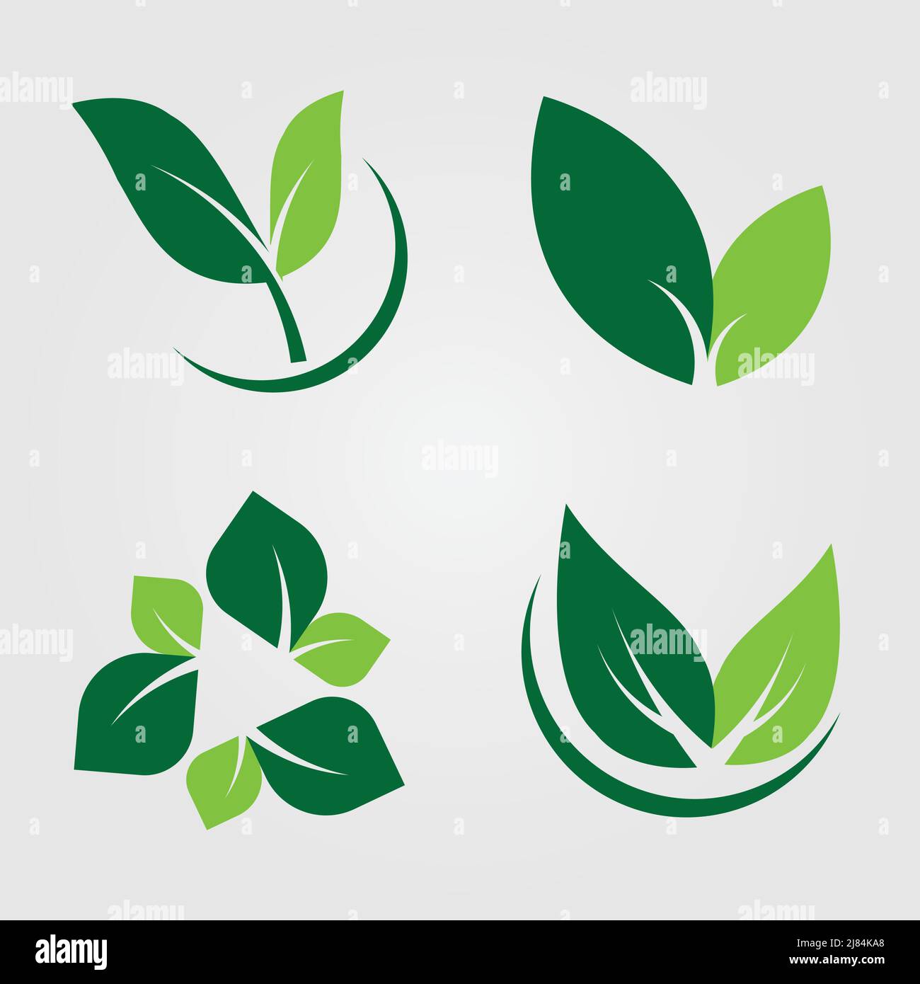 Set green leaves Icon,natural label on white background.Vector ...