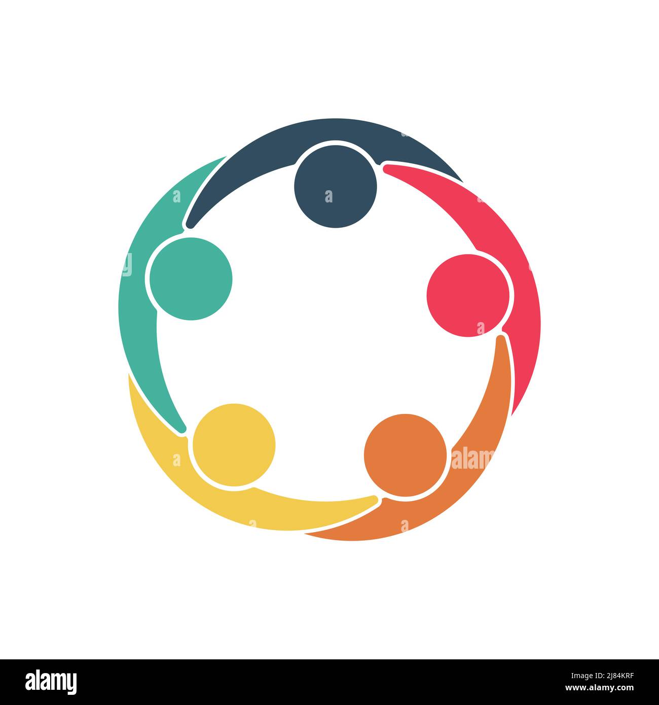 Group of five people in a circle.Teamwork meeting.people are meeting in ...
