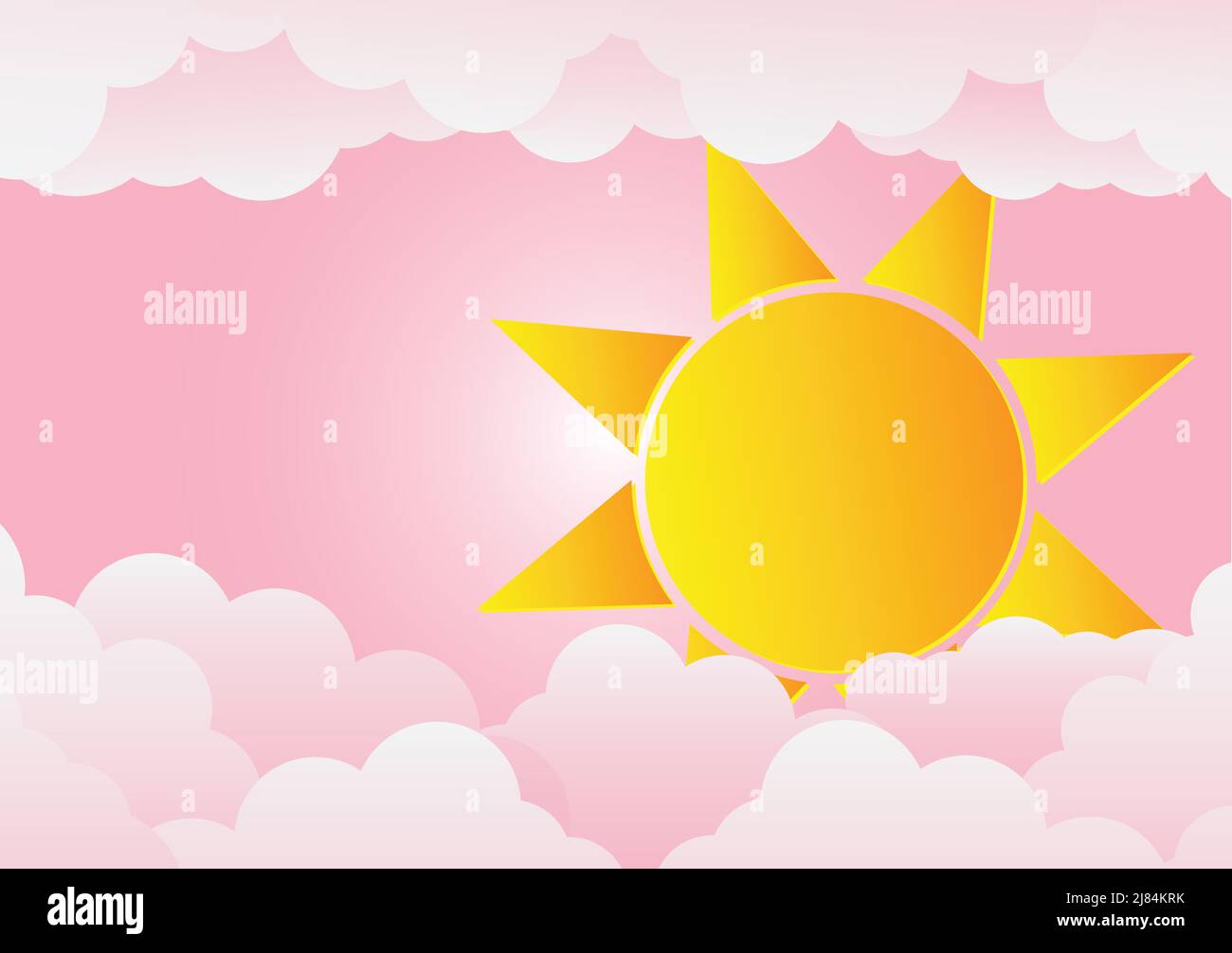 sun rising over the cloud on abstract background.paper art vactor ...