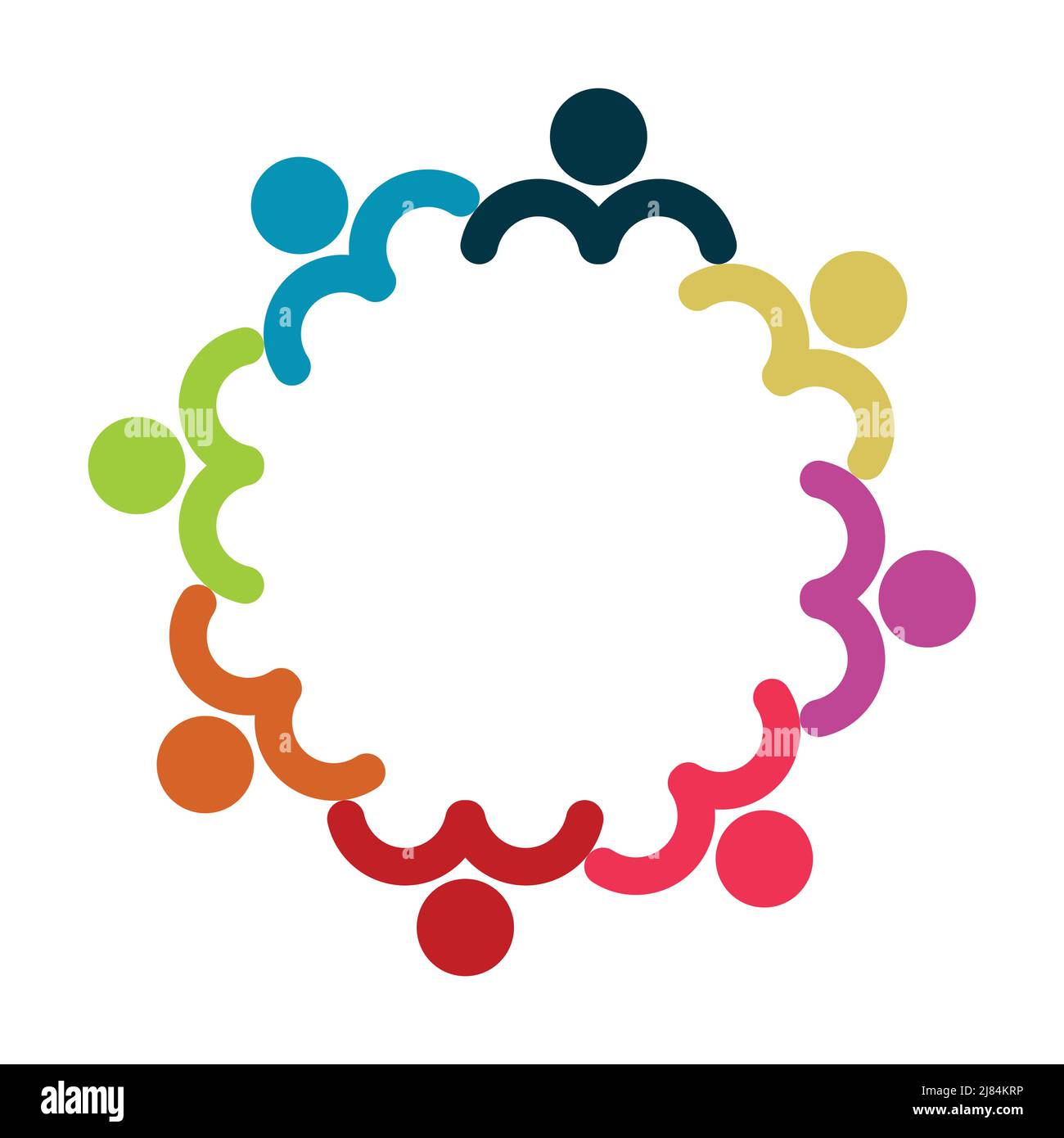 People logo. Group teamwork symbol of eight persons in a circle,Vector ...