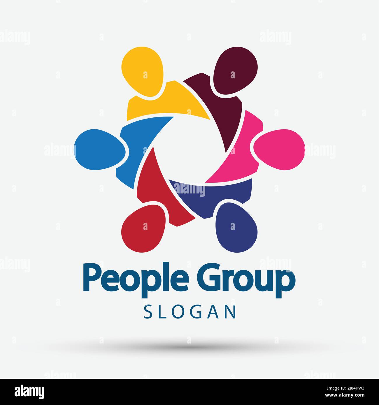 Group four people logo handshake in a circle,Teamwork icon,Vector ...