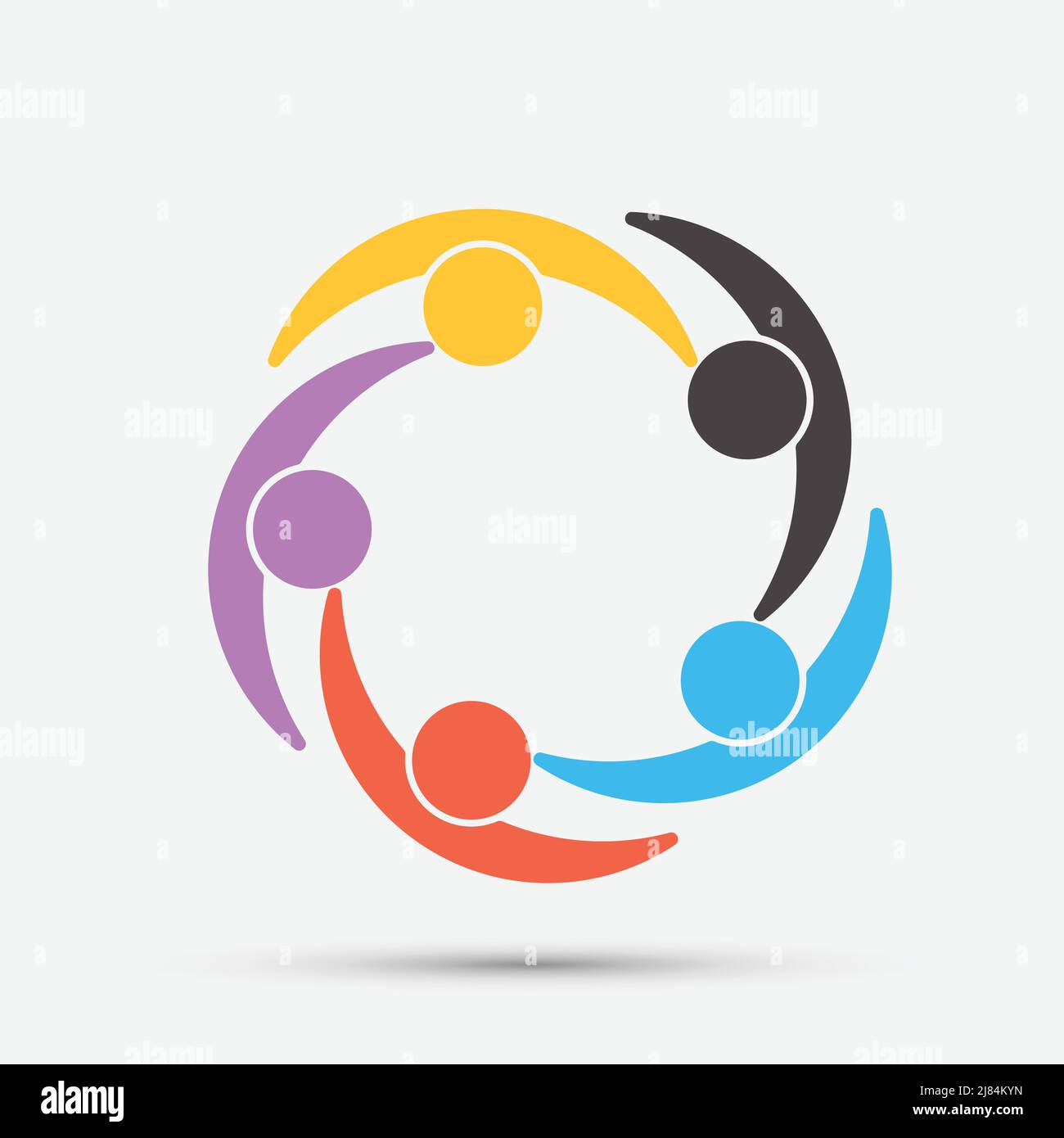 Group of five people in a circle.Teamwork meeting.people are meeting in ...