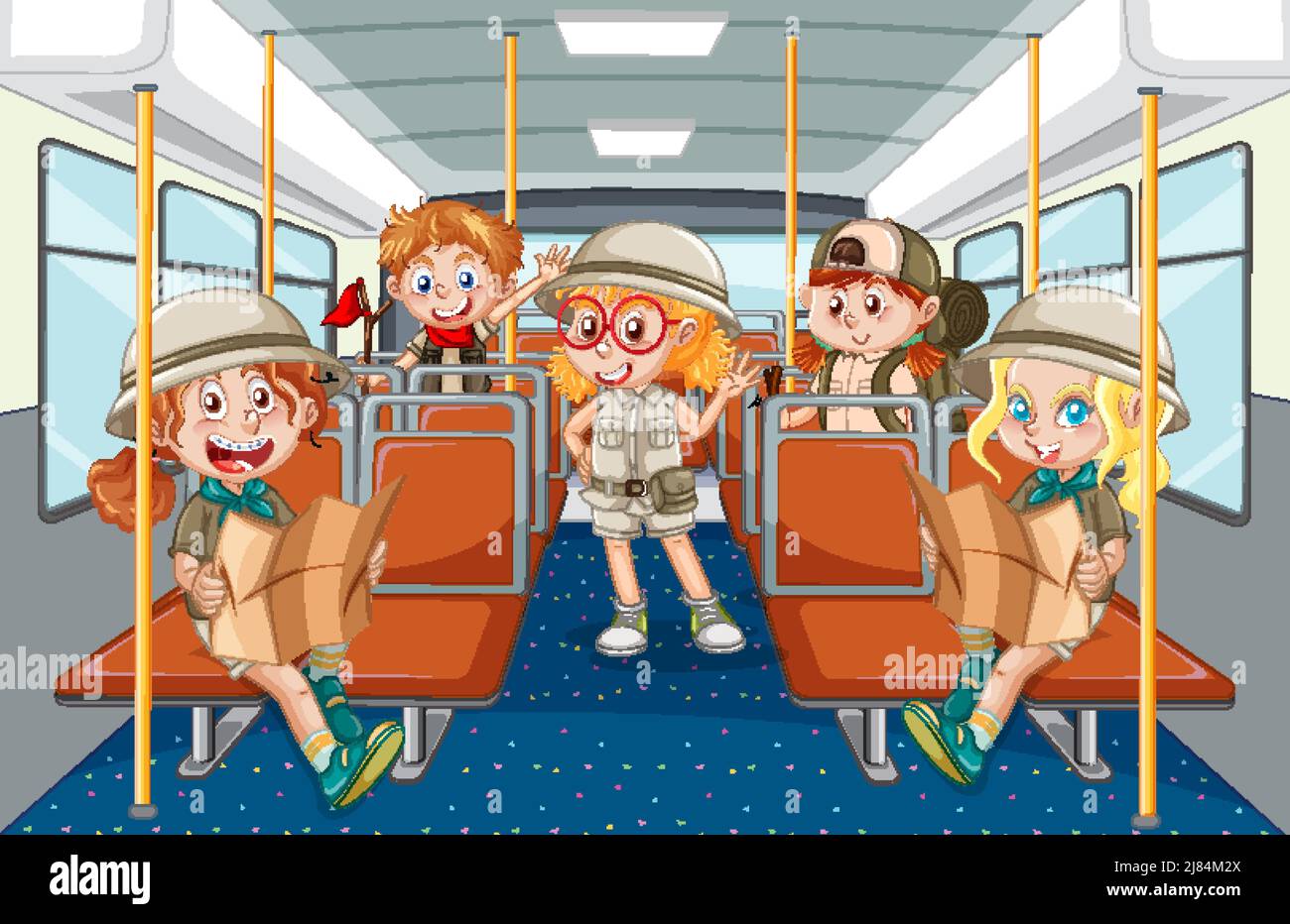 Inside bus with people cartoon illustration Stock Vector Image & Art ...