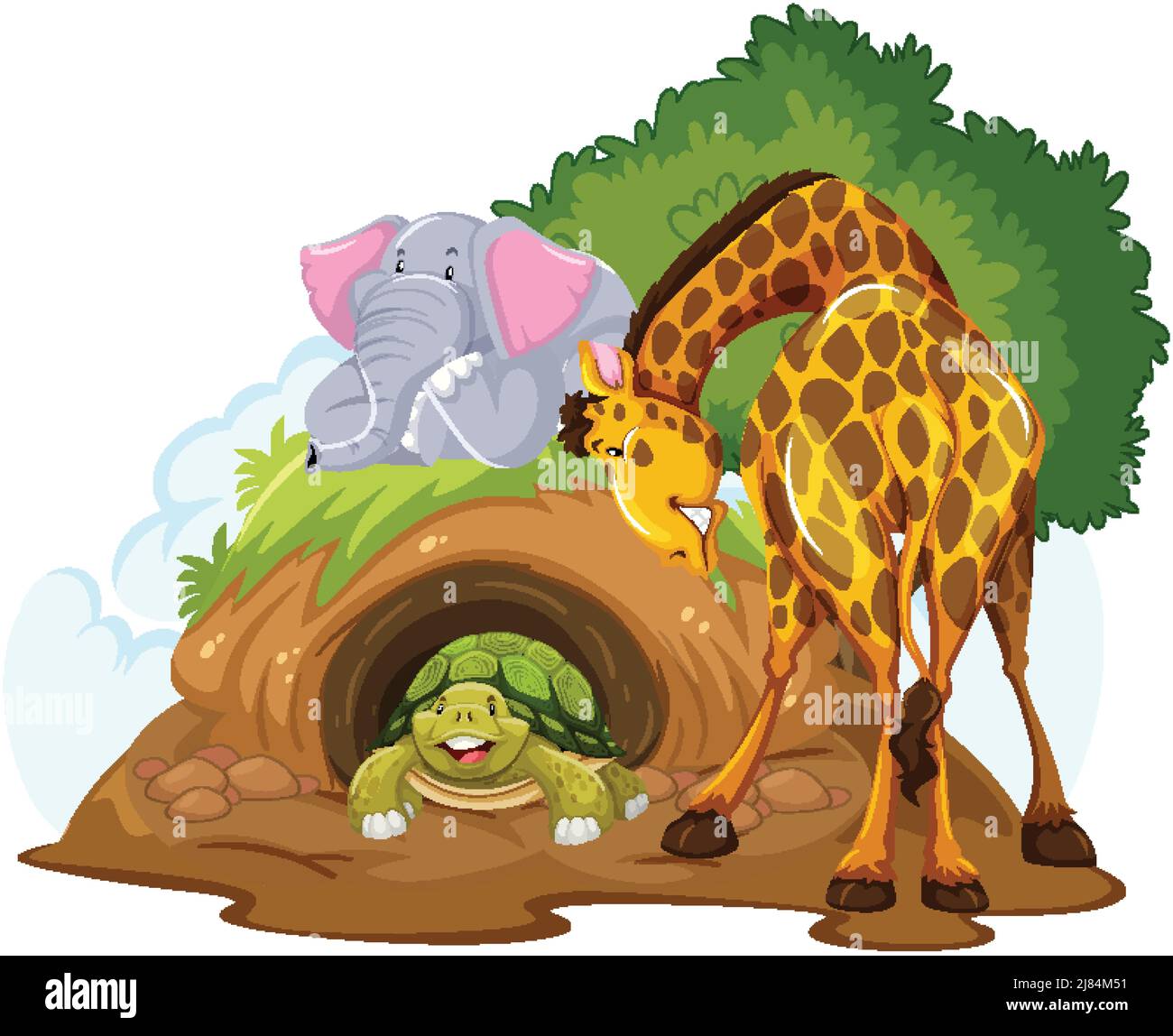 Wild animals cartoon character with burrow illustration Stock Vector ...