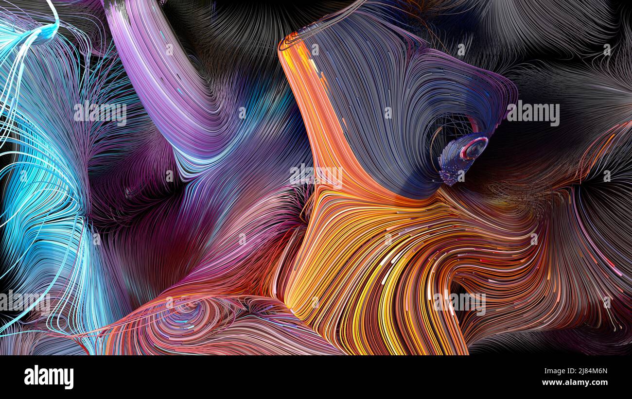 Beautiful abstract wires on a black background. Modern technological background. An element of ...