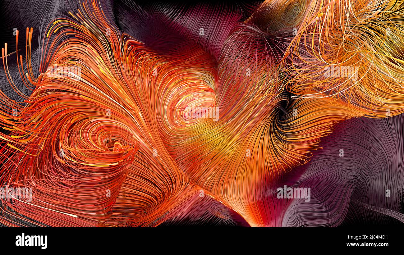 Beautiful abstract wires on a black background. Modern technological background. An element of ...