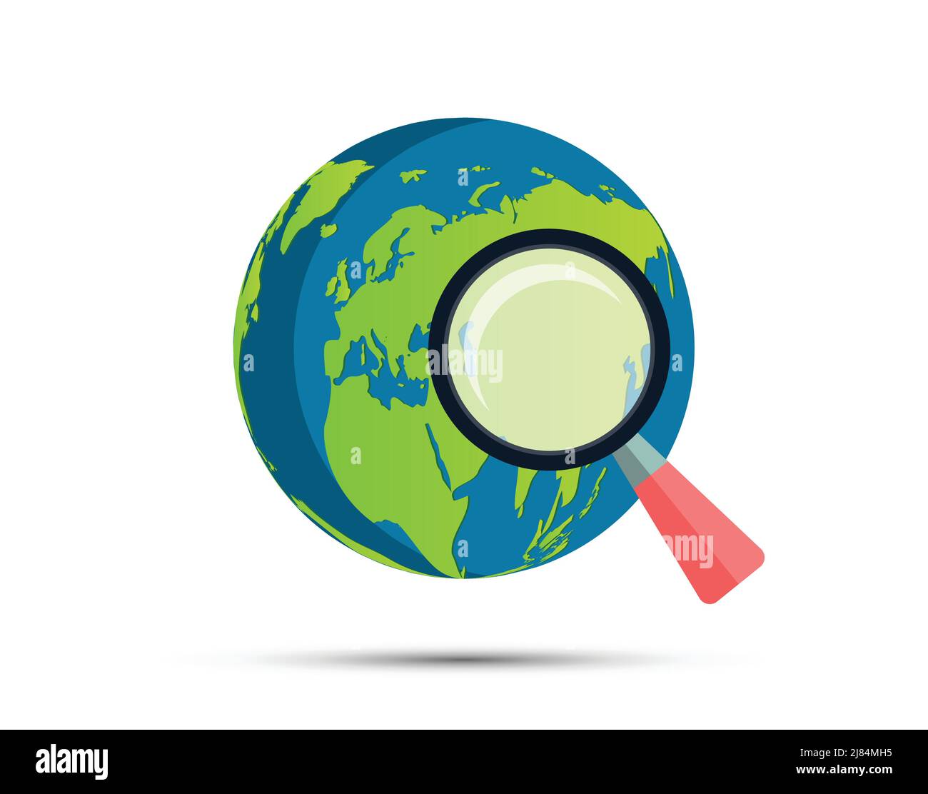 Magnifying glass on background map world Simple design style.vector ...
