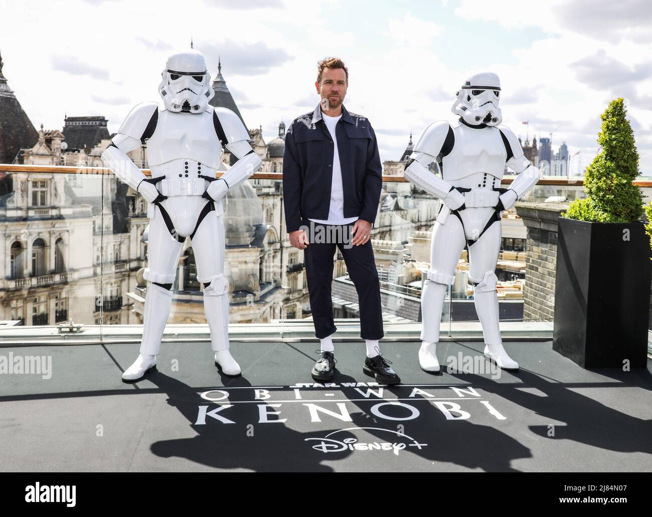 Ewan McGregor (C) attend a photocall for the new Disney+ limited series ...
