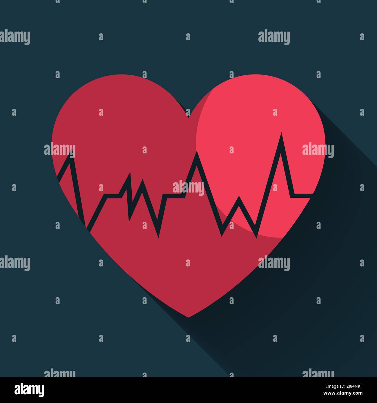 Heart wave,Heart red pulse icon,check cardiology on black background ...