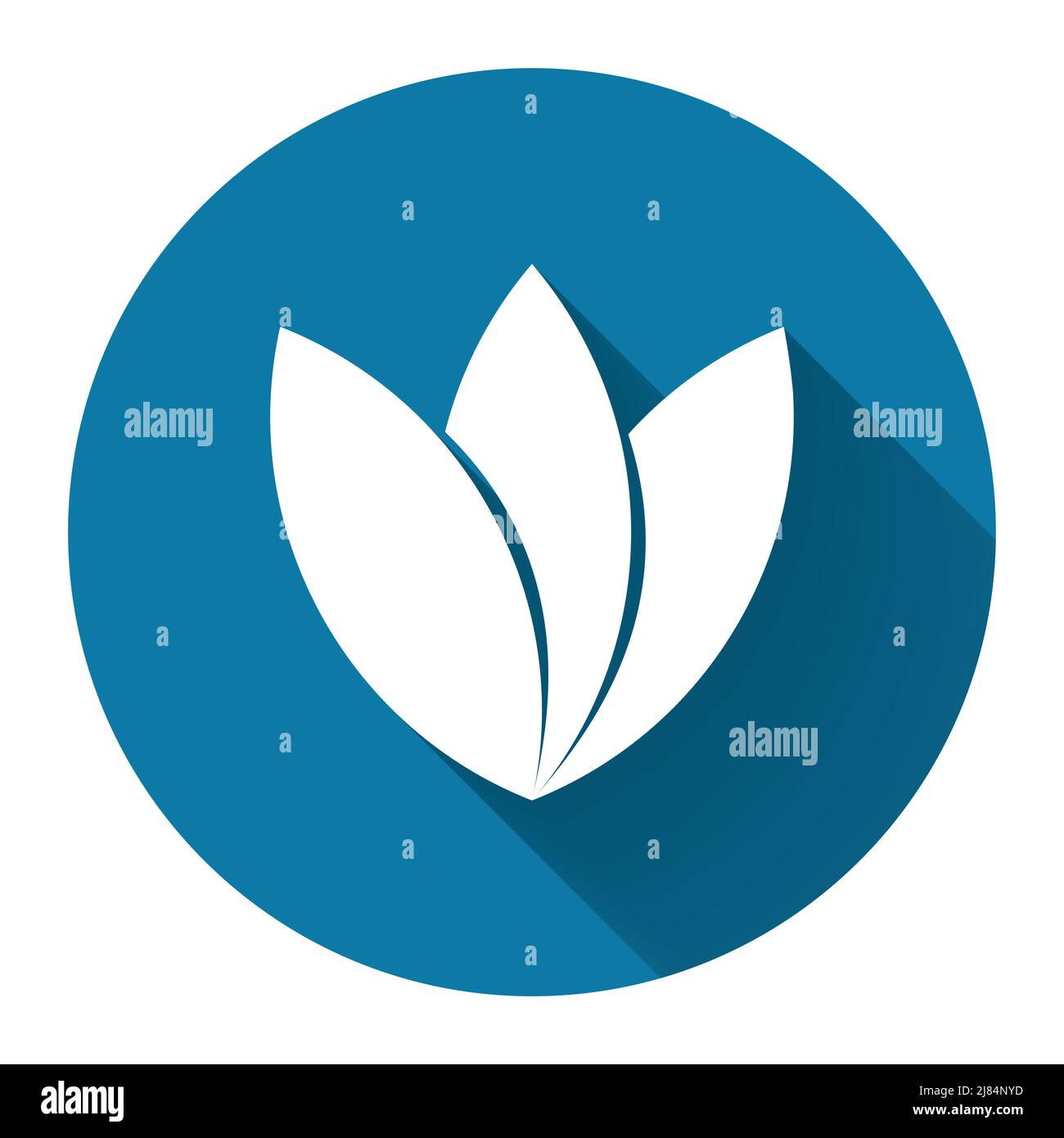 Three leaves icon,Nature friendly label logo with long shadow black on ...