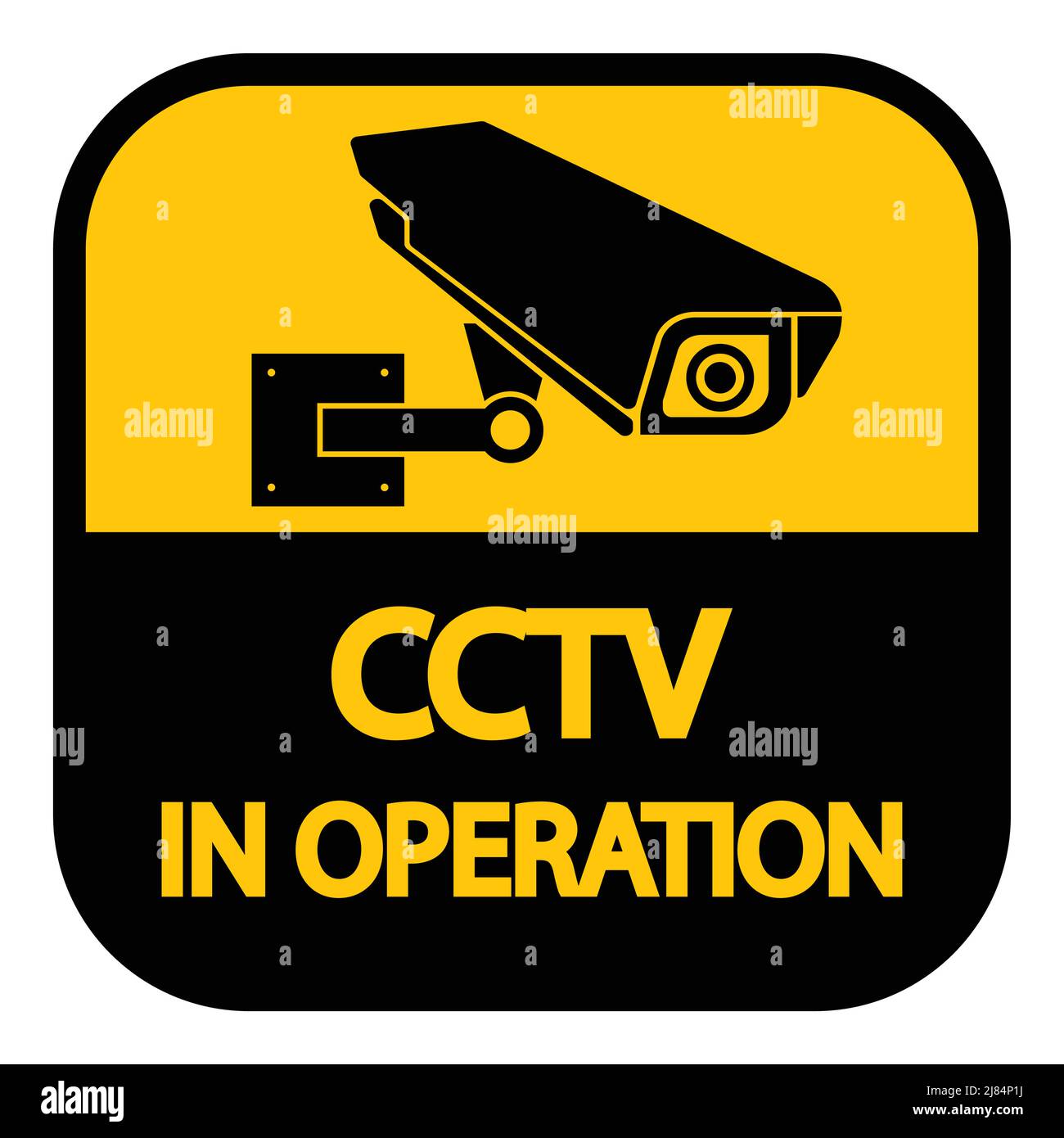 CCTV Camera label.Black Video surveillance sign on white background ...