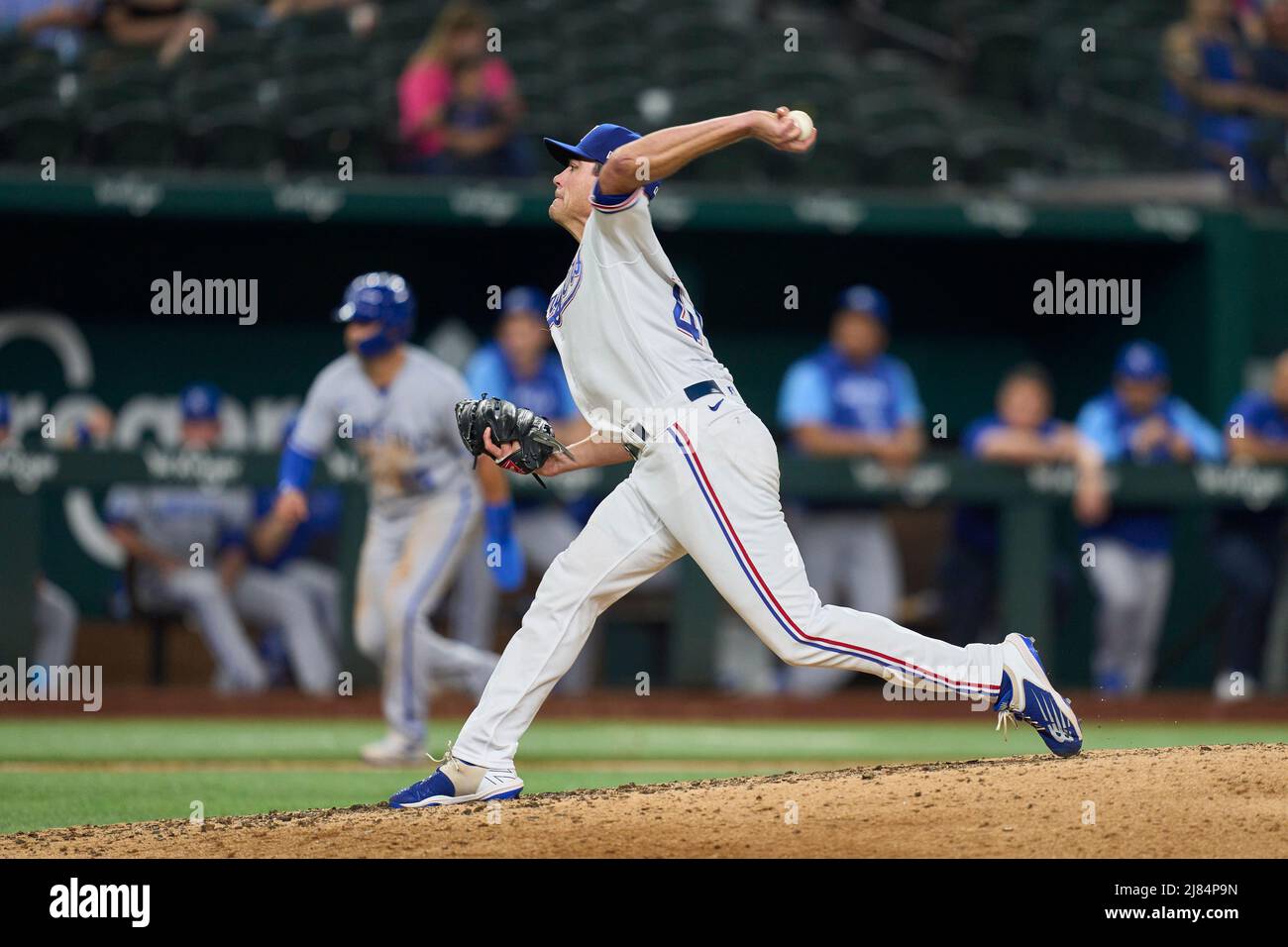Dallas TX, USA. 11th May, 2022. Texas pitcher Matt Moore (45) throws a ...