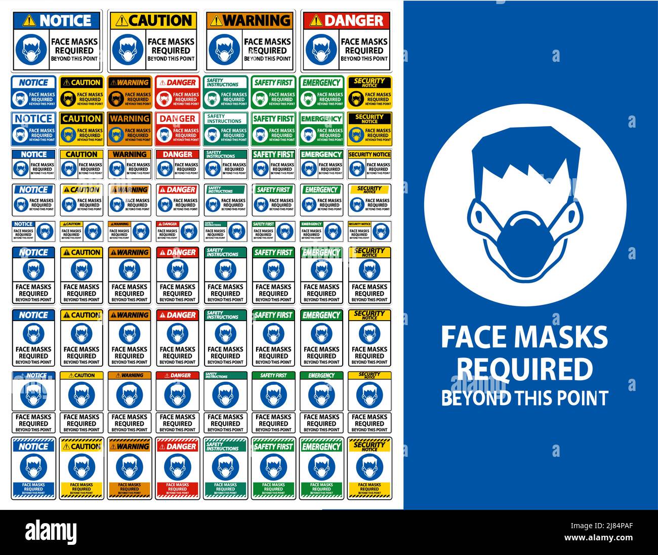 Face Masks Required Beyond This Point Sign Isolate On White Background ...