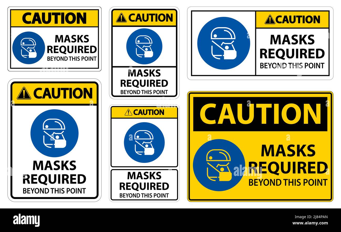 Caution Symbol Masks Required Beyond This Point Sign Stock Vector Image ...