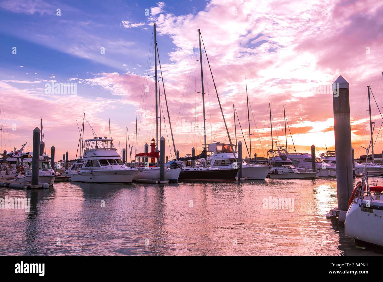 The wonderful and colorful port at sunset time Stock Photo - Alamy