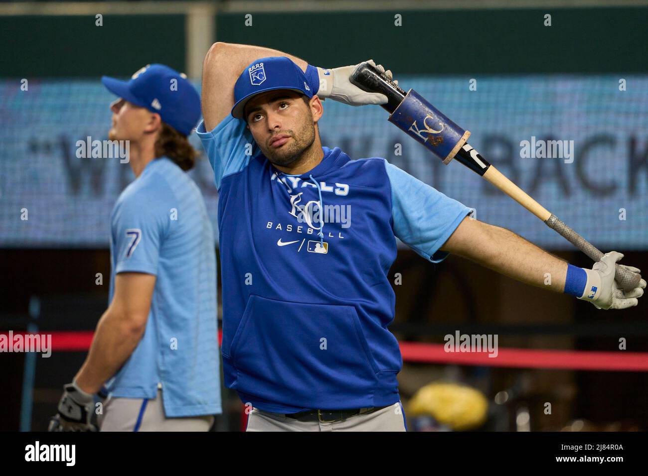 Dallas TX, USA. 11th May, 2022. Kansas City catcher Sebastian Rivero ...