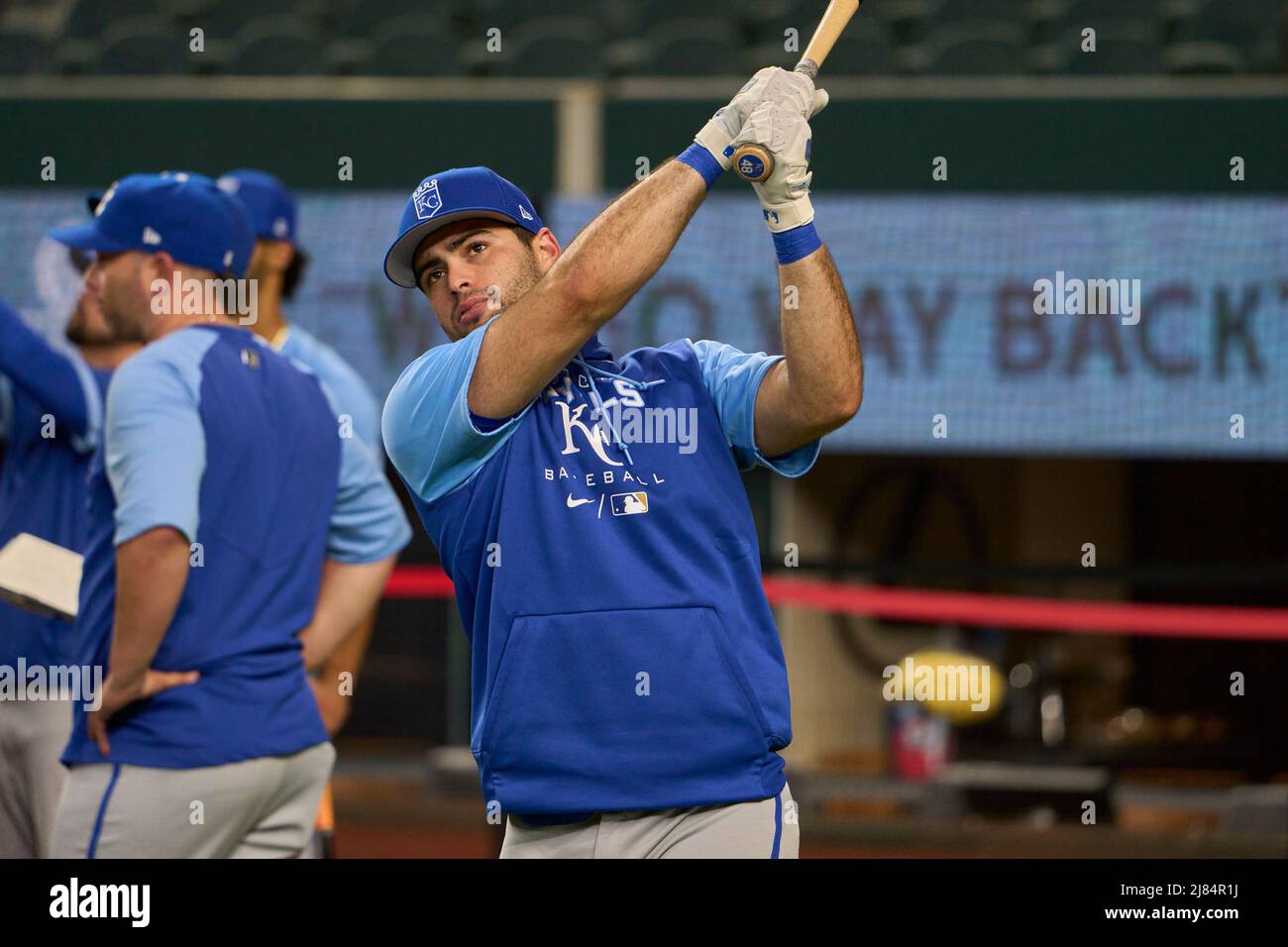 Dallas TX, USA. 11th May, 2022. Kansas City catcher Sebastian Rivero ...