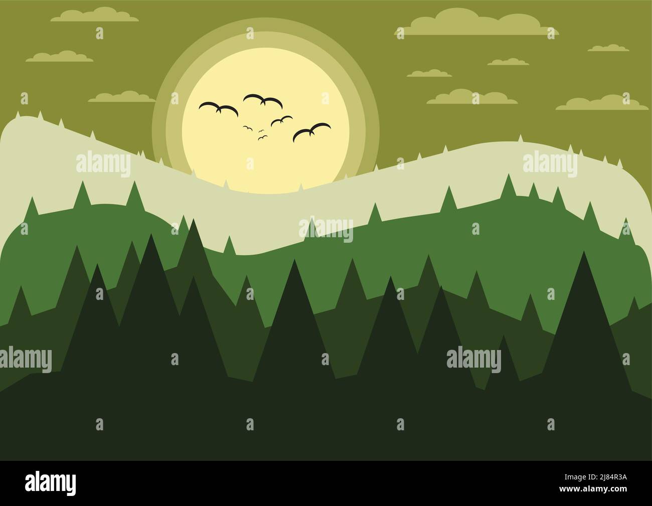 Mountains with forest landscape, Nature Background,Vector llustration ...