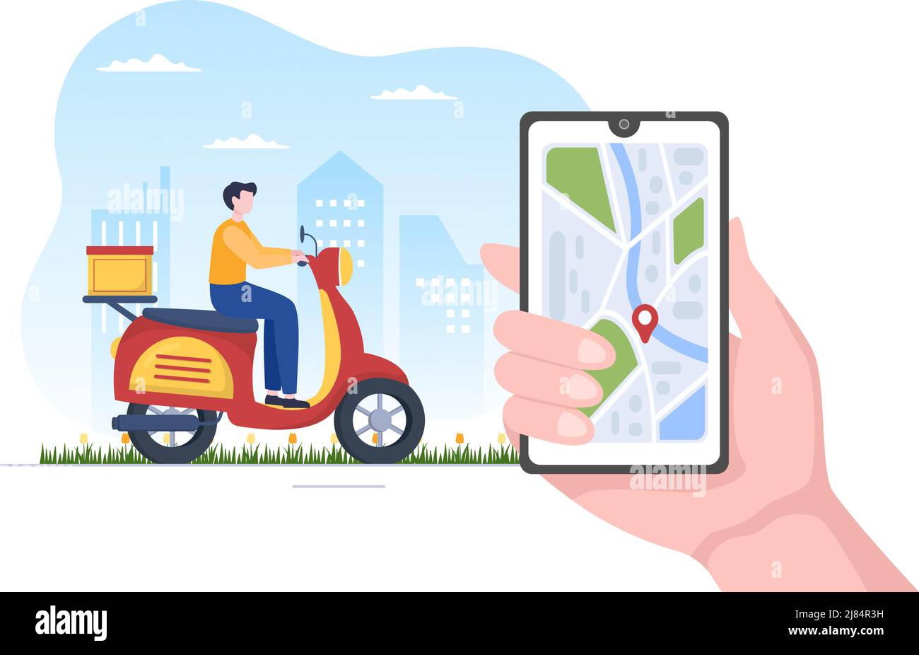 Food Delivery Service App on a Tracking Smartphone to Order Ready Meals ...