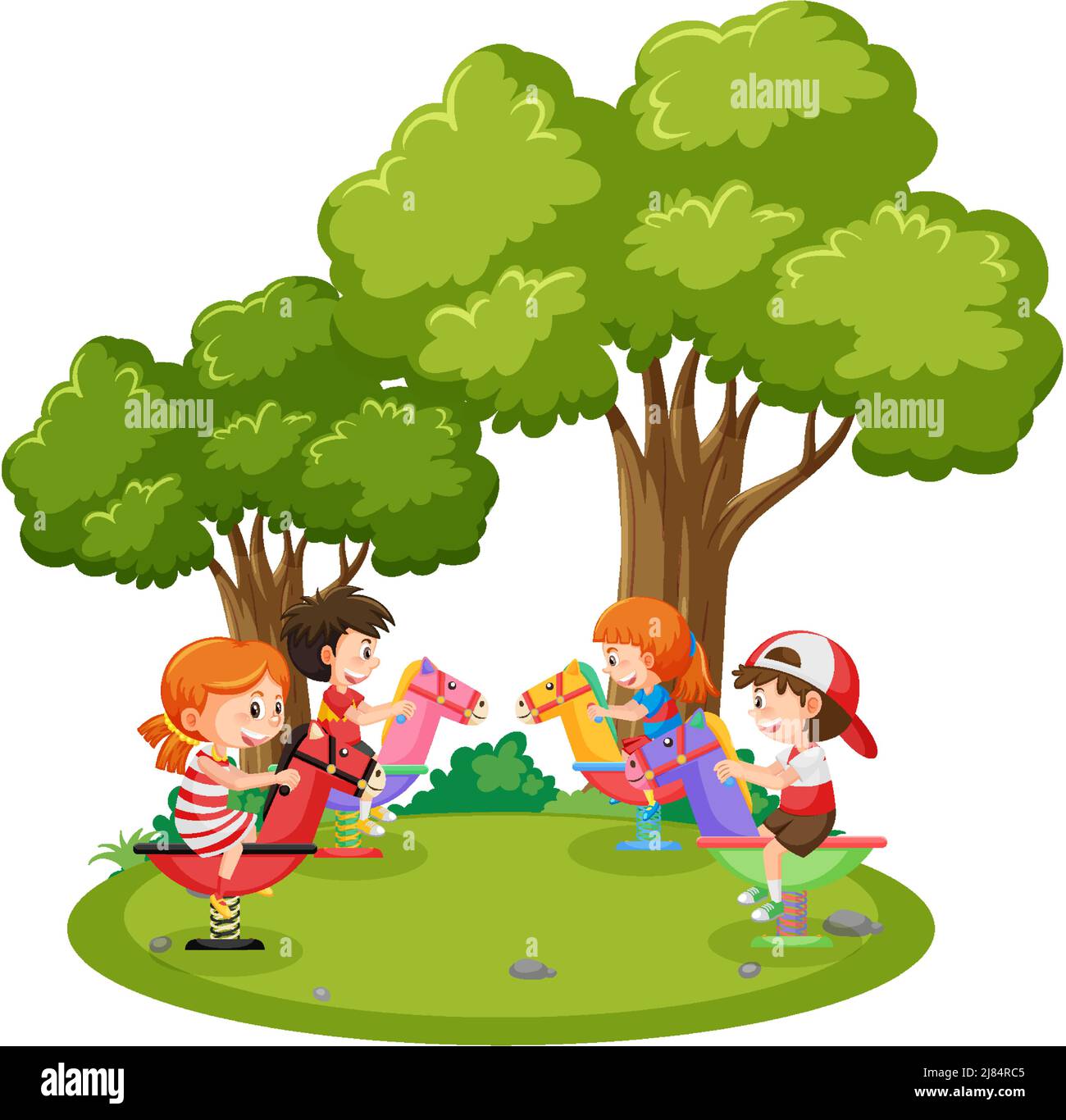 Children Galloping Cartoon