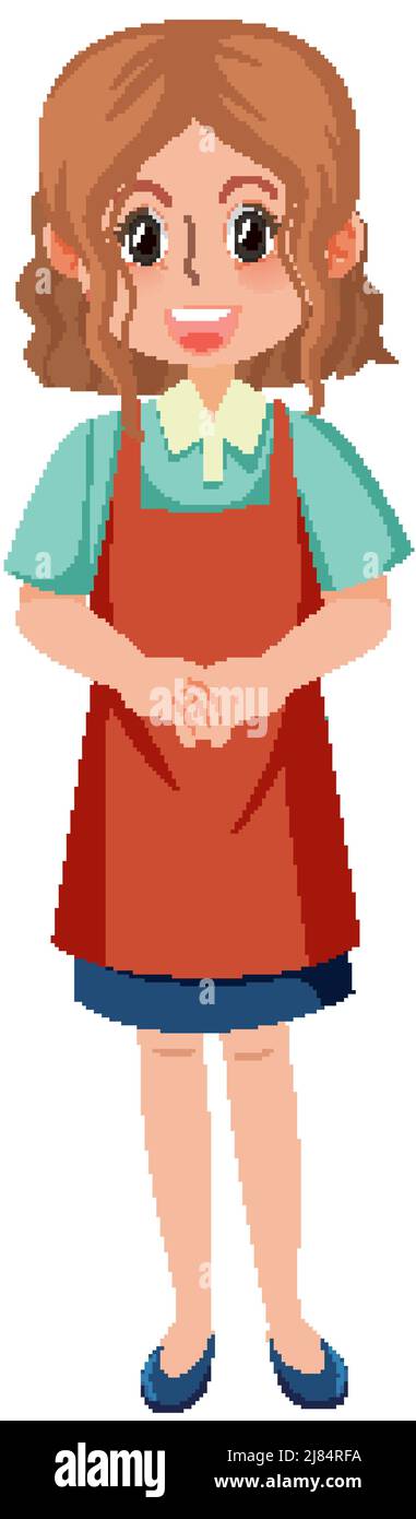 Woman wearing red apron illustration Stock Vector Image & Art - Alamy