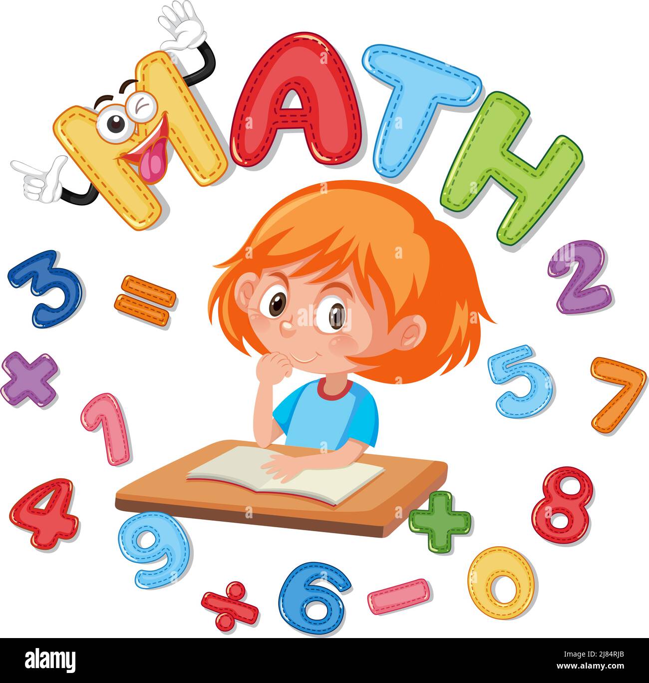 Girl Studying Math Clipart