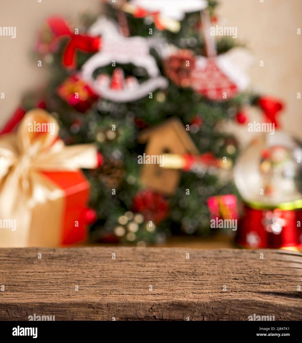 Christmas scene with tree gifts and fire in background Stock Photo - Alamy
