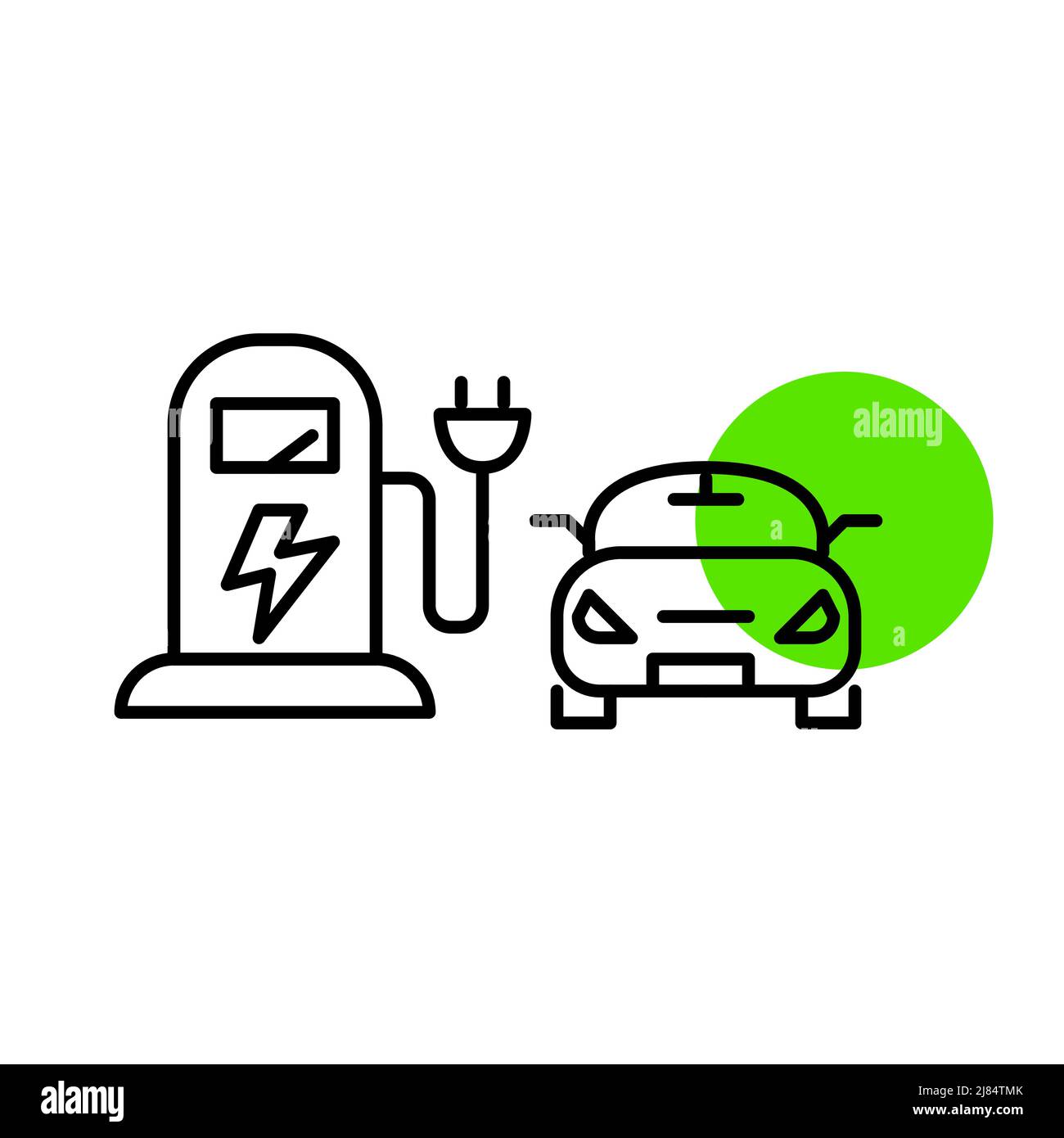 Electric cars charging station. Pixel perfect, editable stroke line art ...