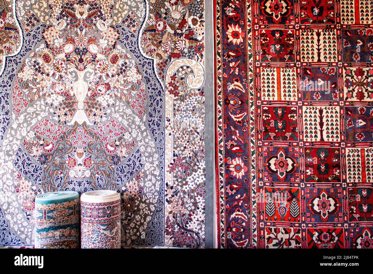 Persian rugs in various colors Stock Photo - Alamy